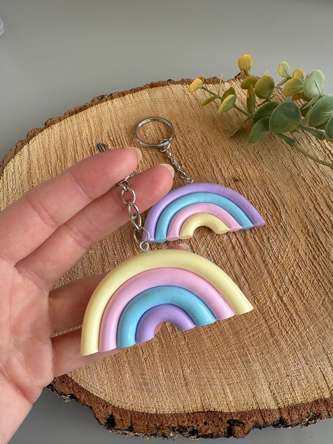 Pastel Rainbow Keyring | Polymer Clay | Handmade - Etsy