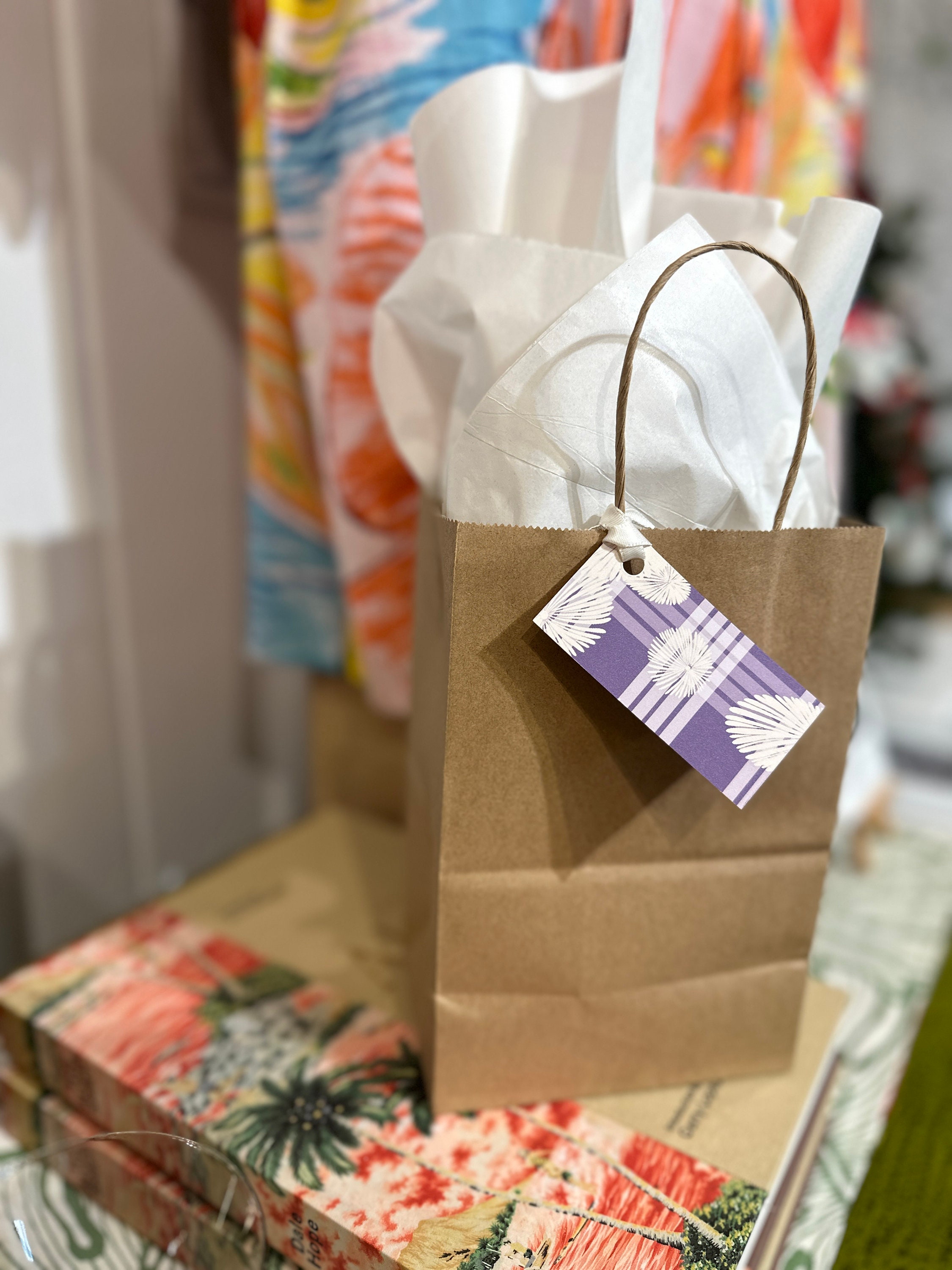 Handmade Gift Tags Hawaiian Palaka (plaid) and Opihi Shell Print Small ...