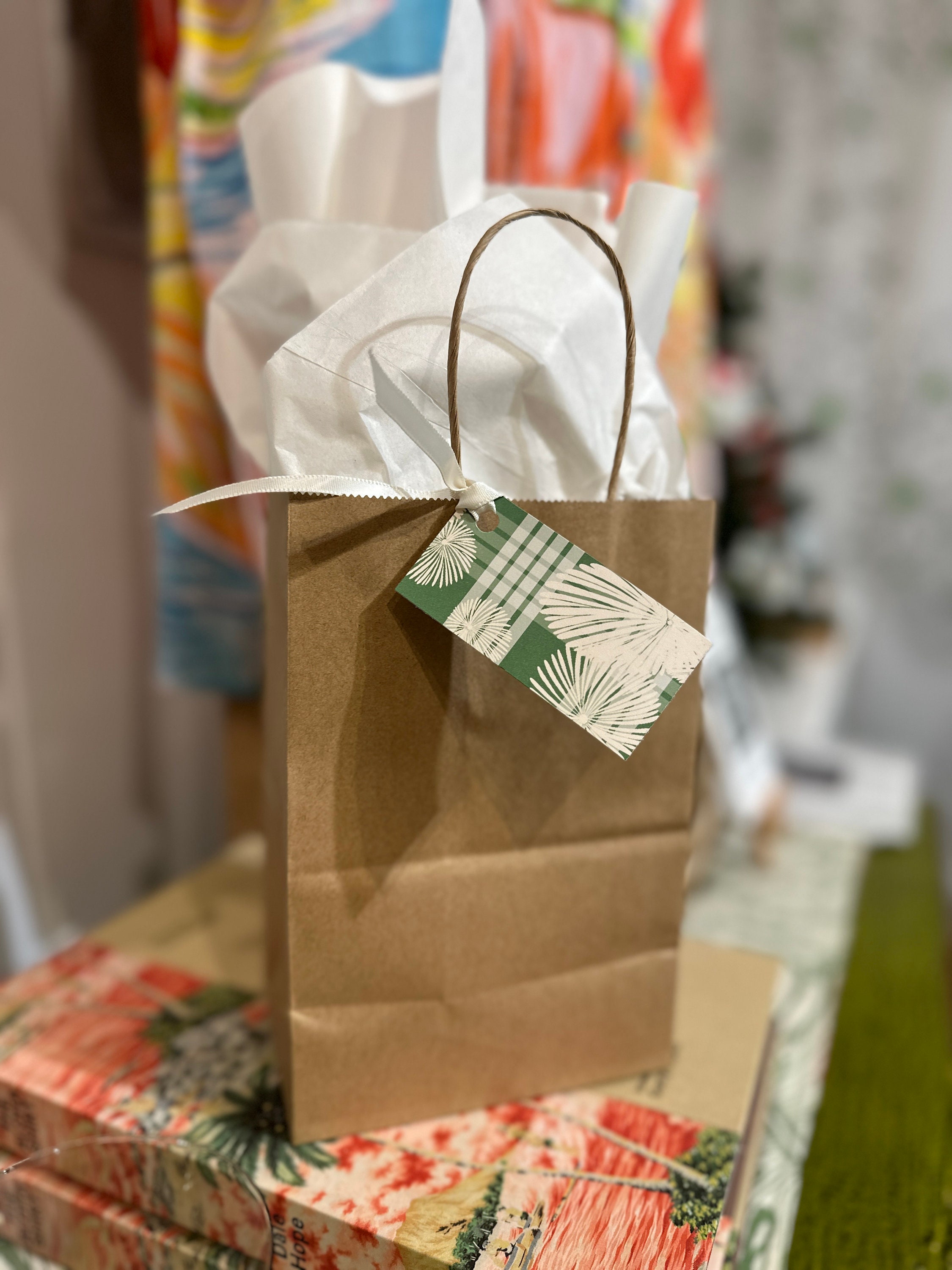 Handmade Gift Tags Hawaiian Palaka (plaid) and Opihi Shell Print Small ...