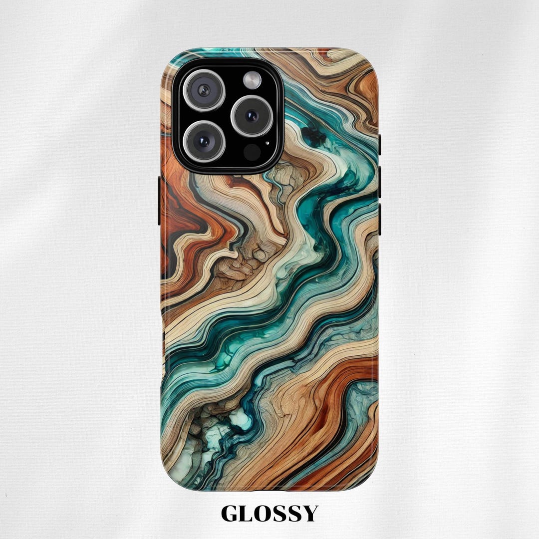 Epoxy Wood and Resin River Design Phone Cases Tough Cases for iPhone 16 ...