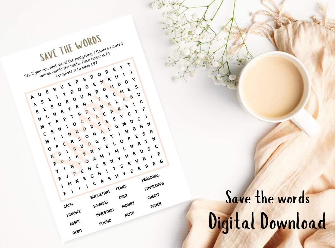 Save the Words Savings Challenge Savings Challenge Digital Download ...