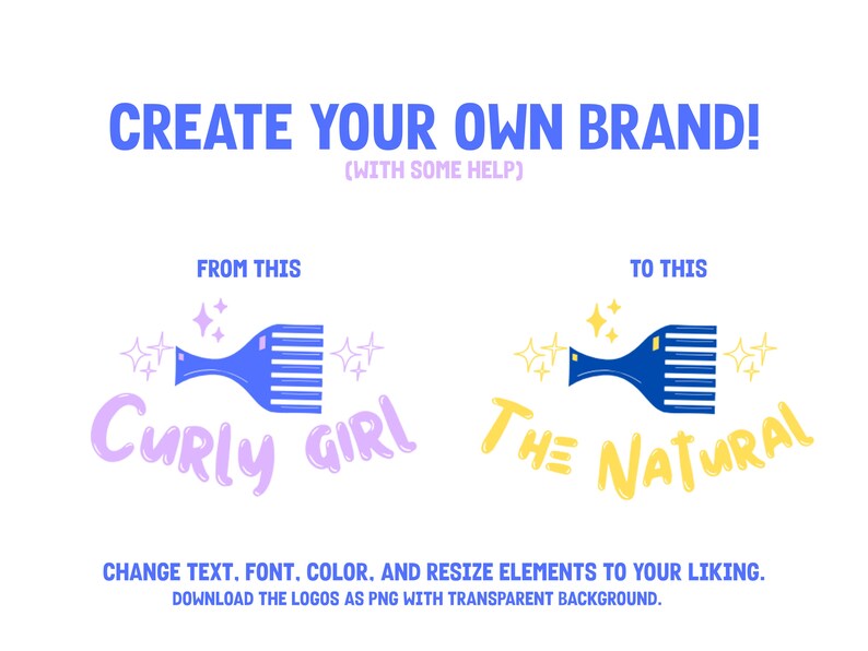 Natural Hair Logo - Editable Canva Logo Template, Curly Hair Logo, Hair ...