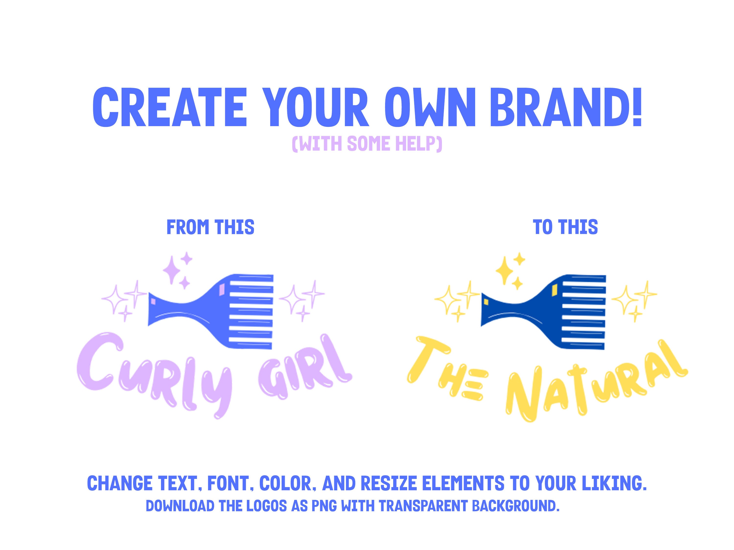 Natural Hair Logo - Editable Canva Logo Template, Curly Hair Logo, Hair ...