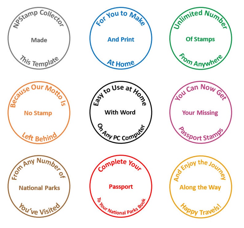 The Original Digital National Park Cancellation Stamps Template in ...