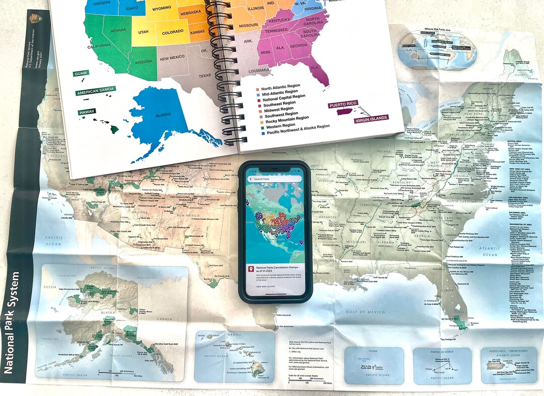 National Park Cancellation Stamps Locations Digital Map - Etsy