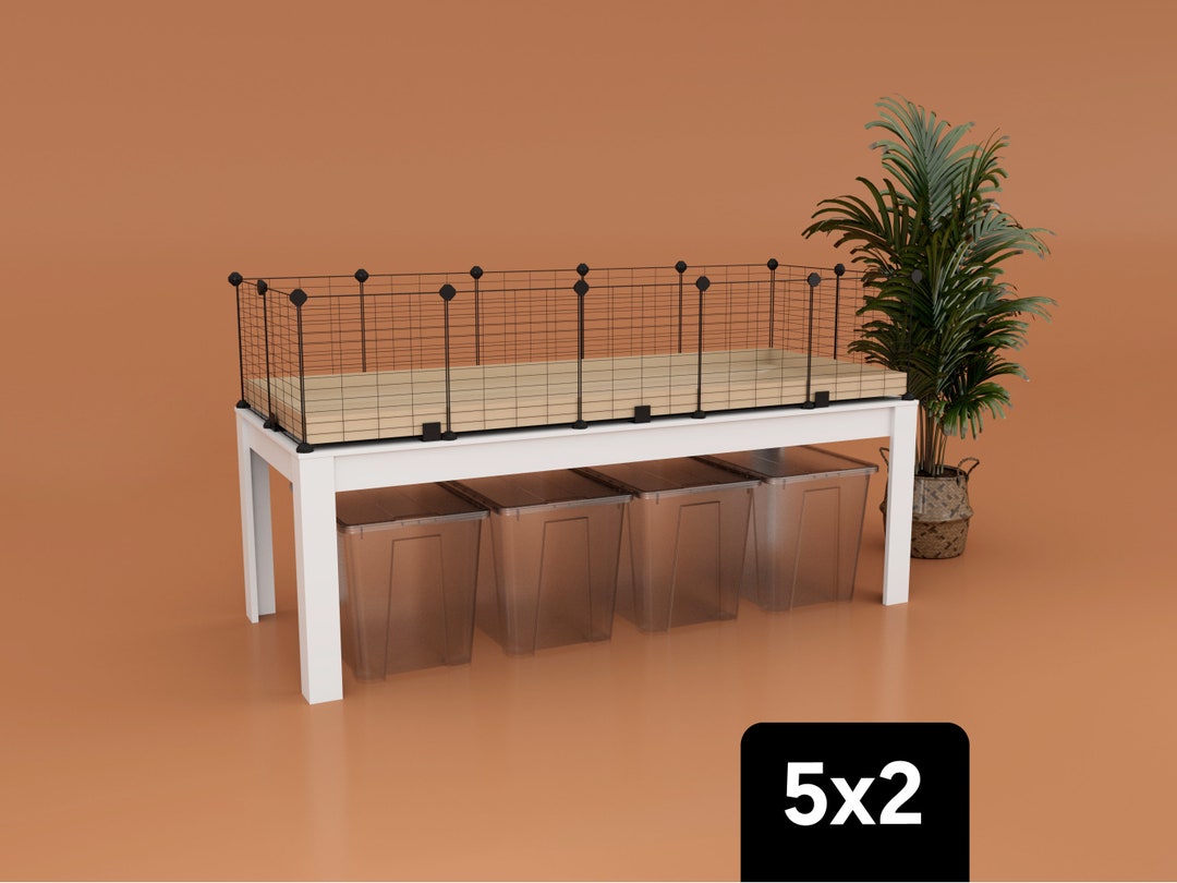 Guinea Pig Candc Cage Table 5x2, Raised Cage, Comfortable Cleaning With ...