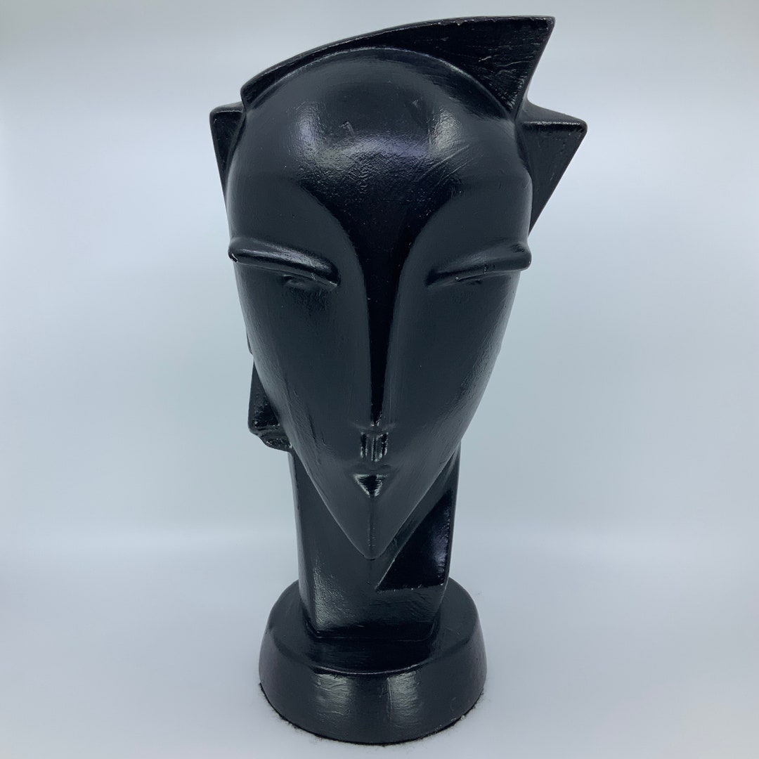 Vintage Ceramic Art Deco Cubism Mannequin Head Bust Sculpture 14 Black ...