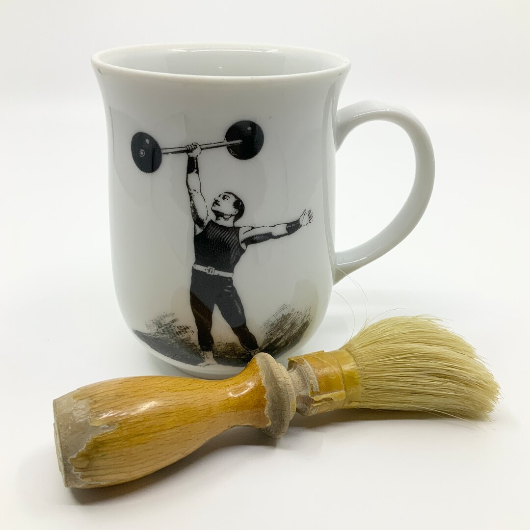 Vintage Japan Strong Man Weight Lifter Boxer Mustache Mug With Barber ...