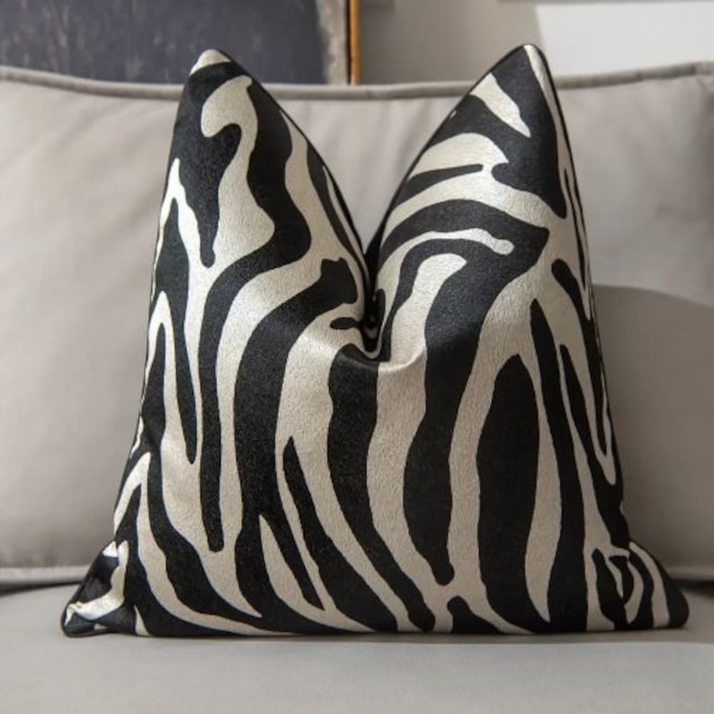 Black and White Zebra Stripe Print Throw Pillow Cover - Etsy