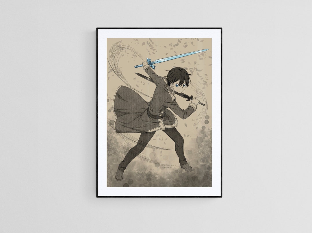 81. Kirito - Sword Art Online Poster Hand Illustrated Inspired Fan Art ...