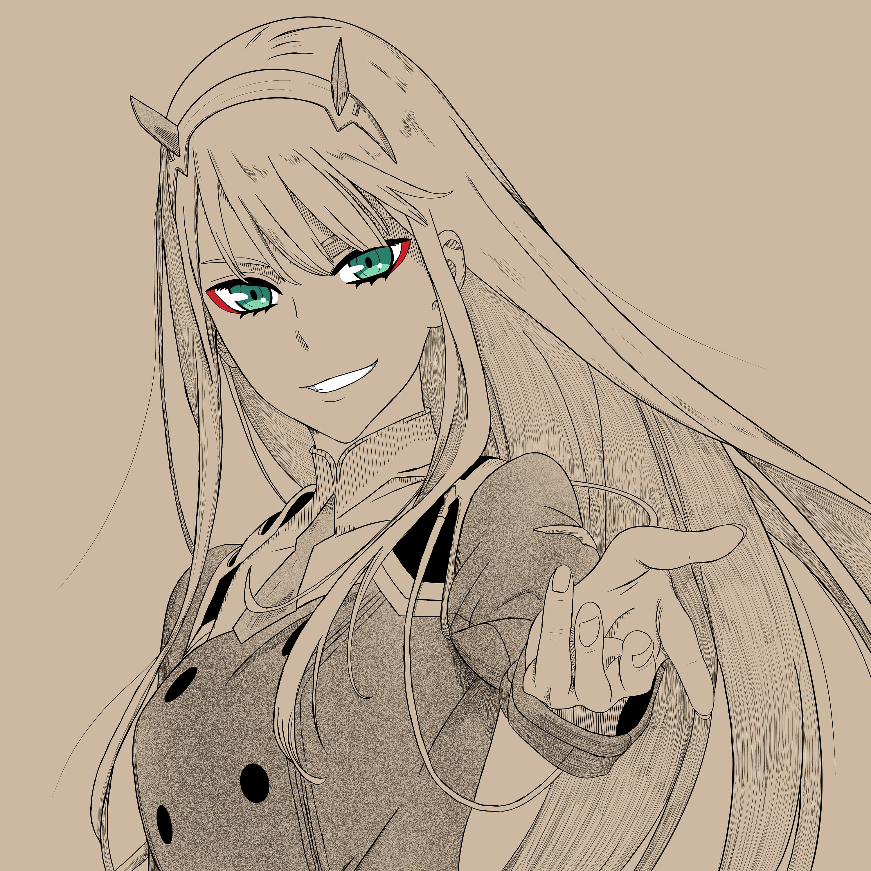 70. Zero Two Darling in the Franxx Original Manga Print Poster Hand Illustrated Inspired Fan Art ...