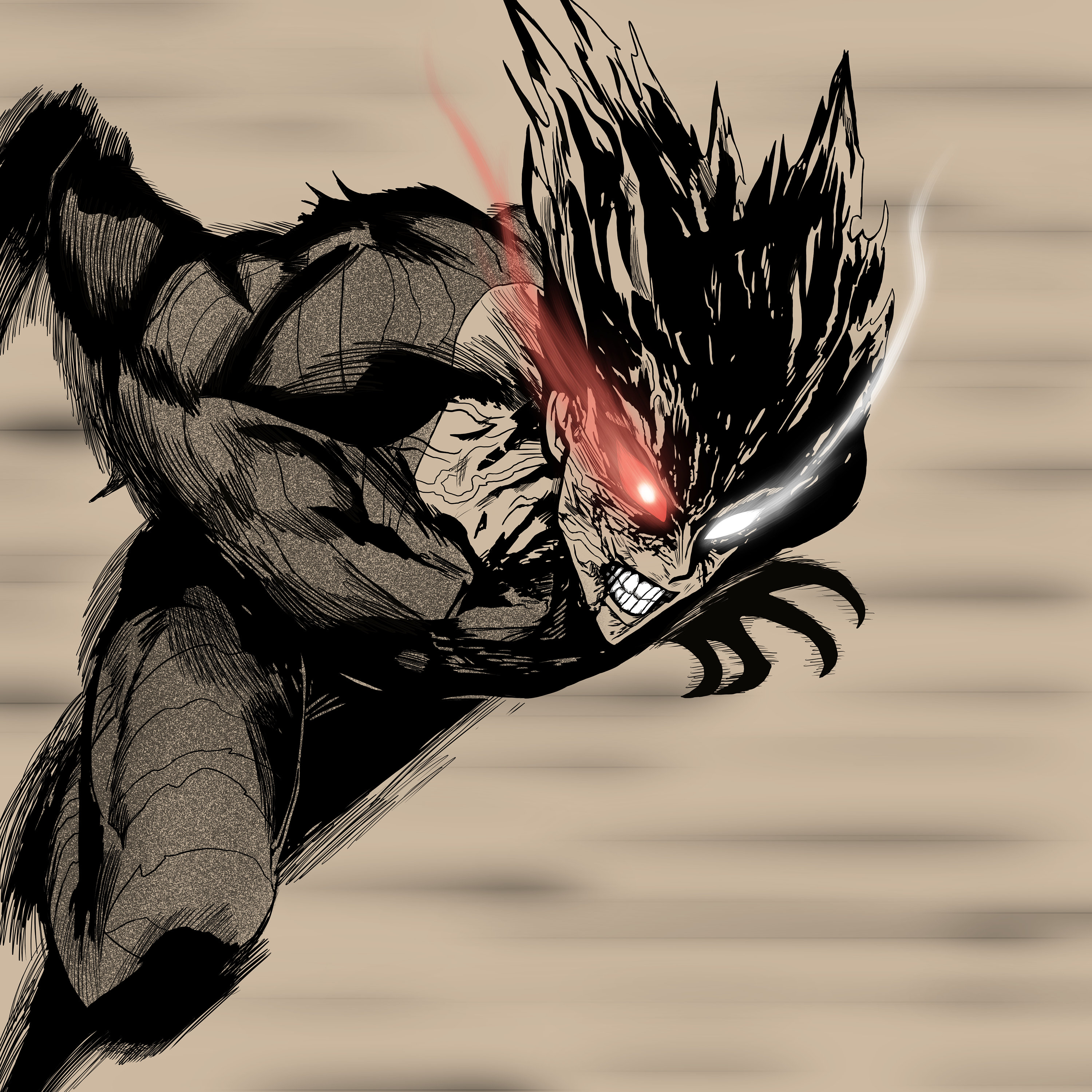 107. Red Garou One Punch Man Original Manga Print Poster Hand ...