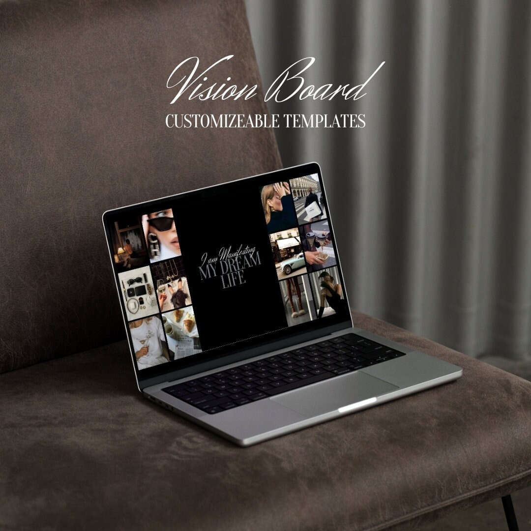 Luxe Vision Board, Customizable Canva Template, Digital & Printable ...