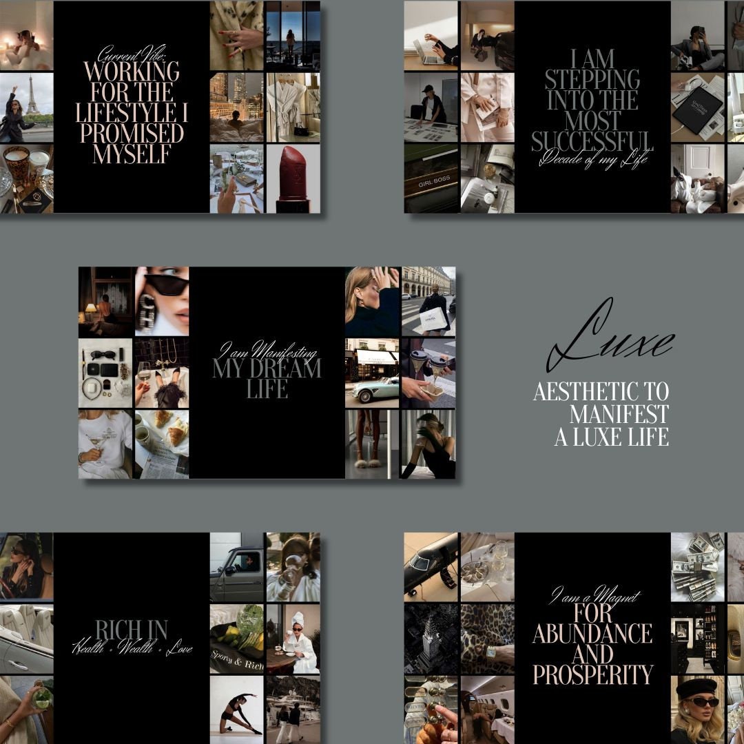 Luxe Vision Board, Customizable Canva Template, Digital & Printable ...
