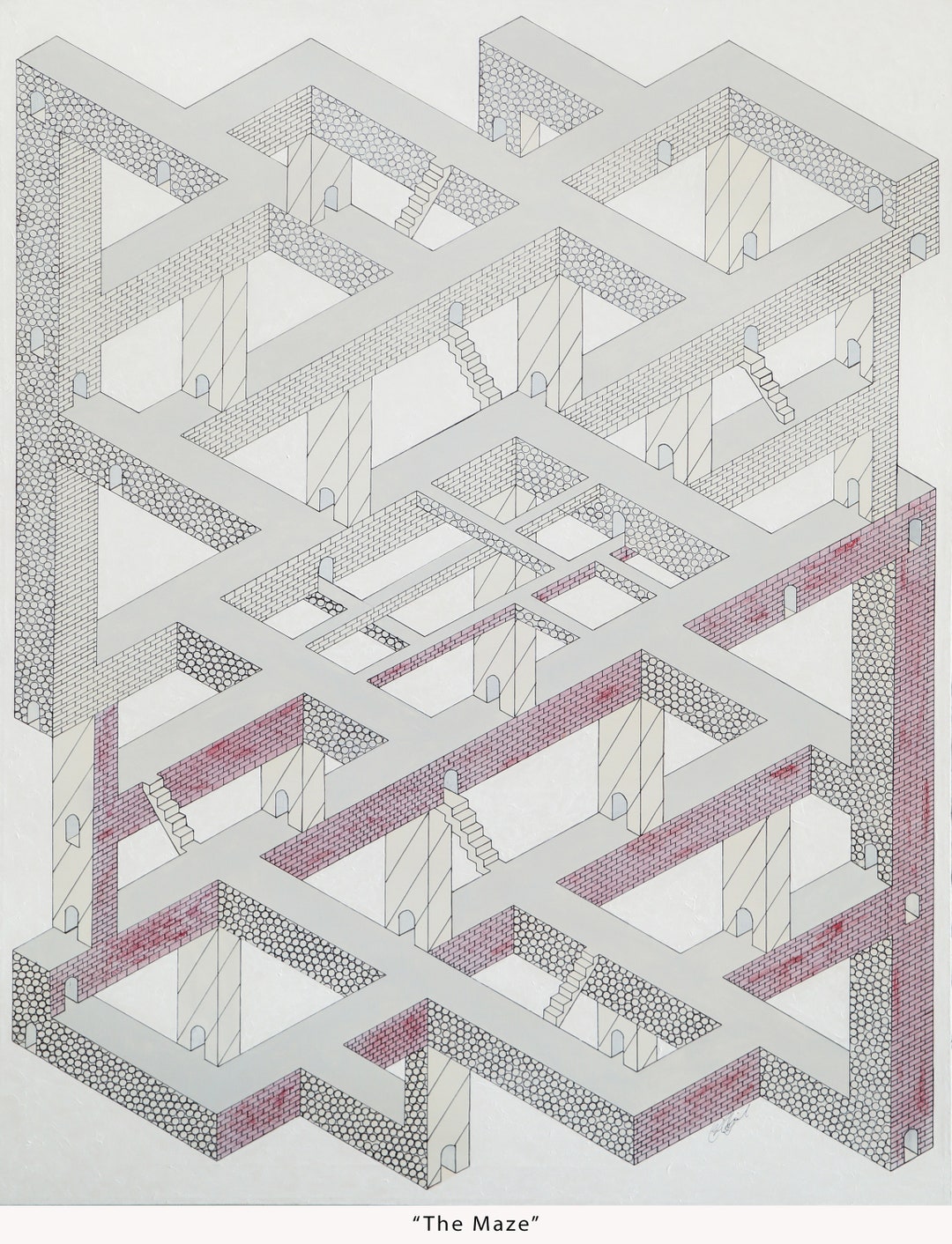 Maze: Abstract Acrylic Painting on Canvas Labyrinthine Exploration ...