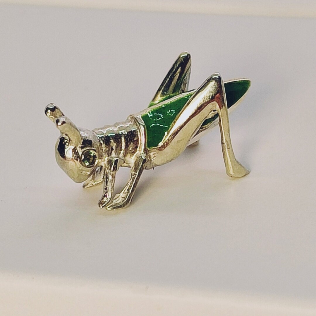 Figurine Miniature Grasshopper 925 Sterling Silver Hot Enamel ...