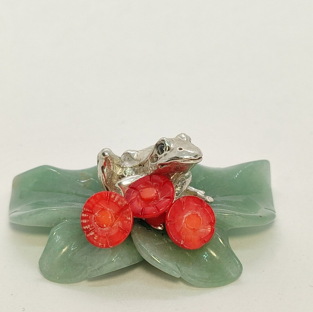 Toad Miniature Figurine Sterling Silver 925 Aventurine Coral - Etsy