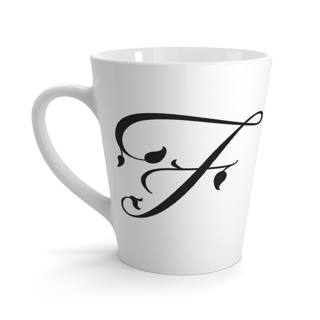 Letter F Latte Mug Letter Mug Letter Cup Initial Mug Initial Monogram ...