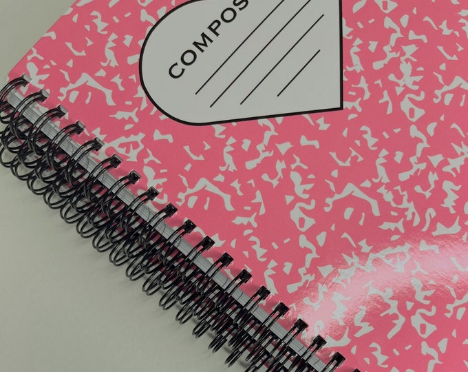 Pink Spiral Composition Notebook | Hot Pink Stationery Journal | Pink ...