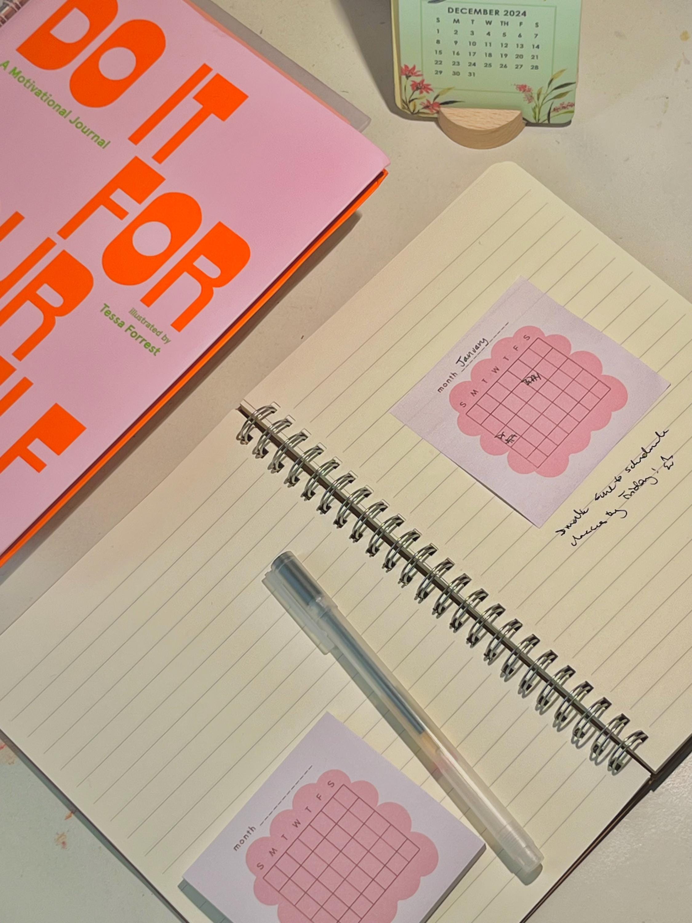 Pink Calendar Square Sticky Notes | Pastel Monthly Calendar 3x3 Post-it ...