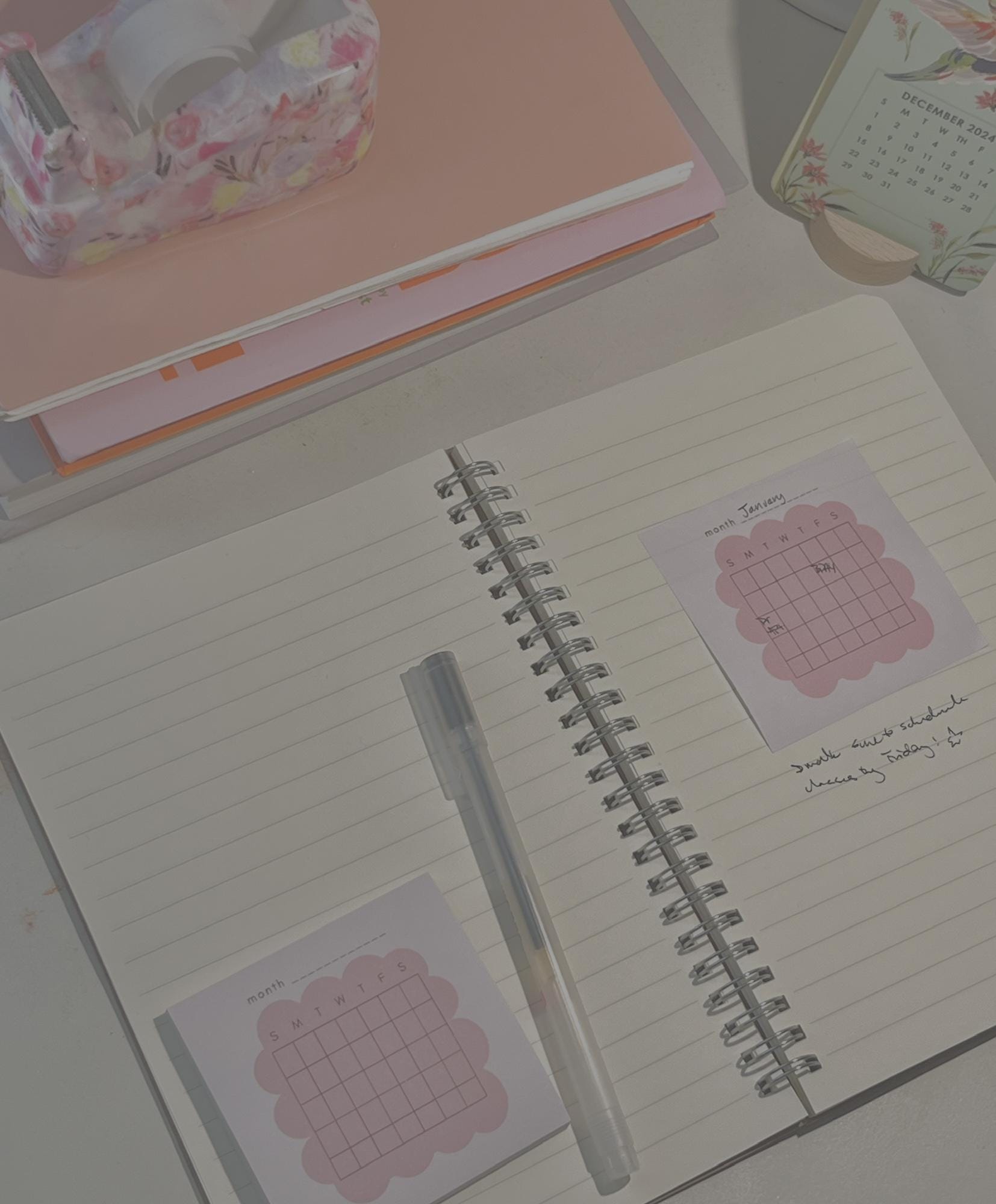 Pink Calendar Square Sticky Notes | Pastel Monthly Calendar 3x3 Post-it ...