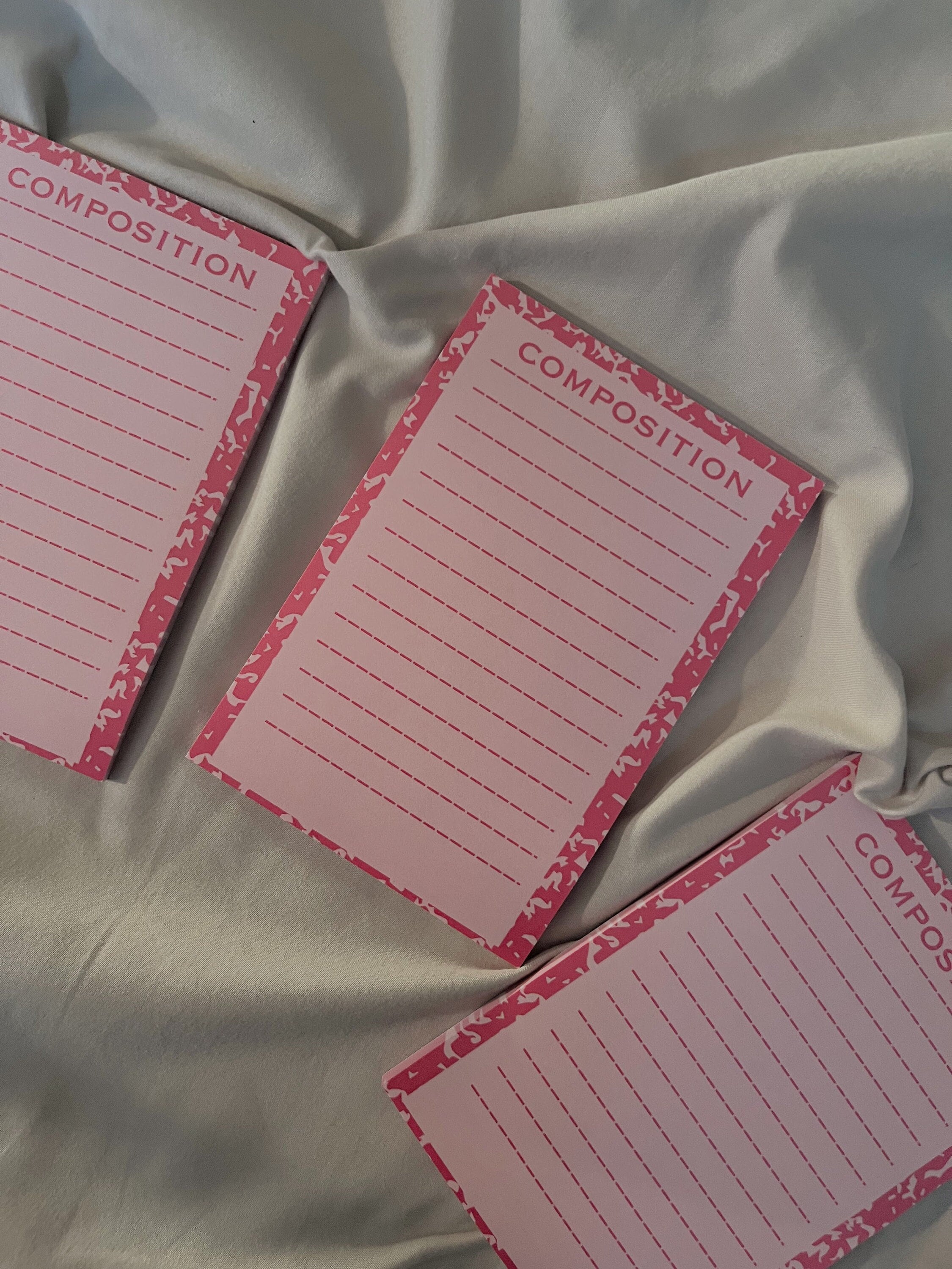 Pink Composition Sticky Note Pad | Hot Pink Desk Notepad - Etsy