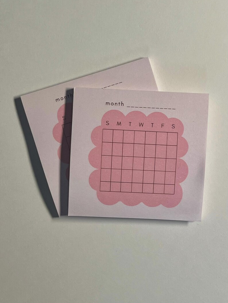 Pink Calendar Square Sticky Notes | Pastel Monthly Calendar 3x3 Post-it ...