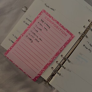 Pink Composition Sticky Note Pad | Hot Pink Desk Notepad - Etsy