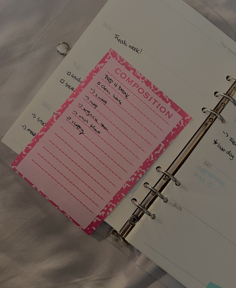 Pink Composition Sticky Note Pad | Hot Pink Desk Notepad - Etsy