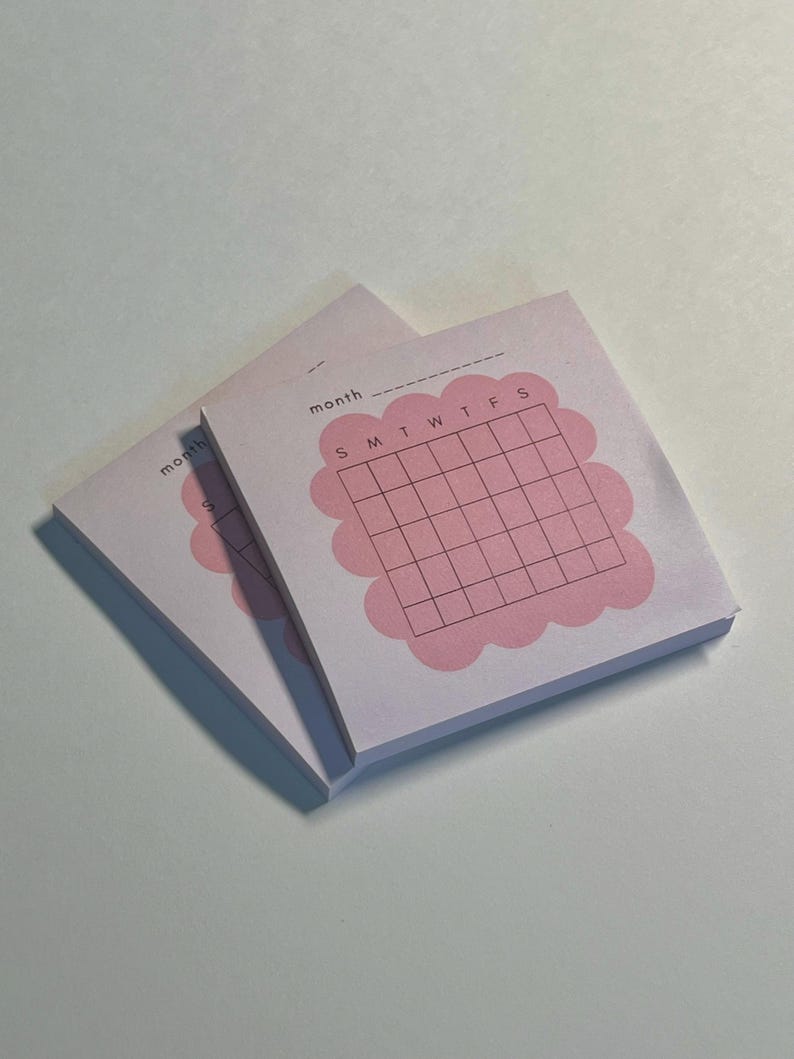 Pink Calendar Square Sticky Notes | Pastel Monthly Calendar 3x3 Post-it ...