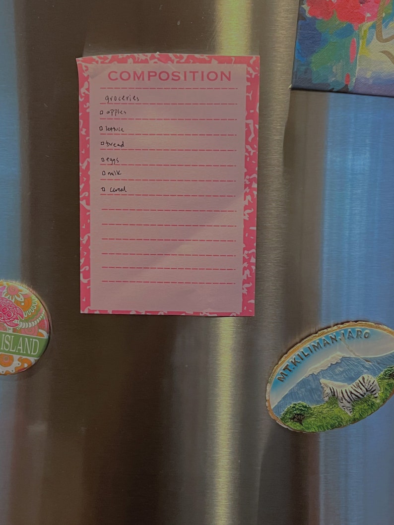 Pink Composition Sticky Note Pad | Hot Pink Desk Notepad - Etsy