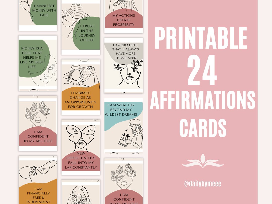 24 Affirmations Cards, Printable or Digital, Motivations Cards. - Etsy