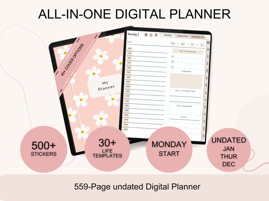 Undated Goodnotes Planner for Goodnotes, Notability, Noteshelf, Xodo ...