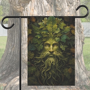 Beltane Green Man Garden Flag, Pagan Garden Decor, Wheel of the Year ...