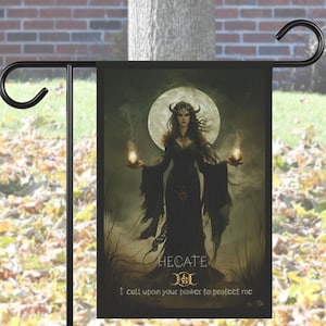 Hecate Protection Garden Flag, Triple Moon Goddess Witch Decor, Occult ...