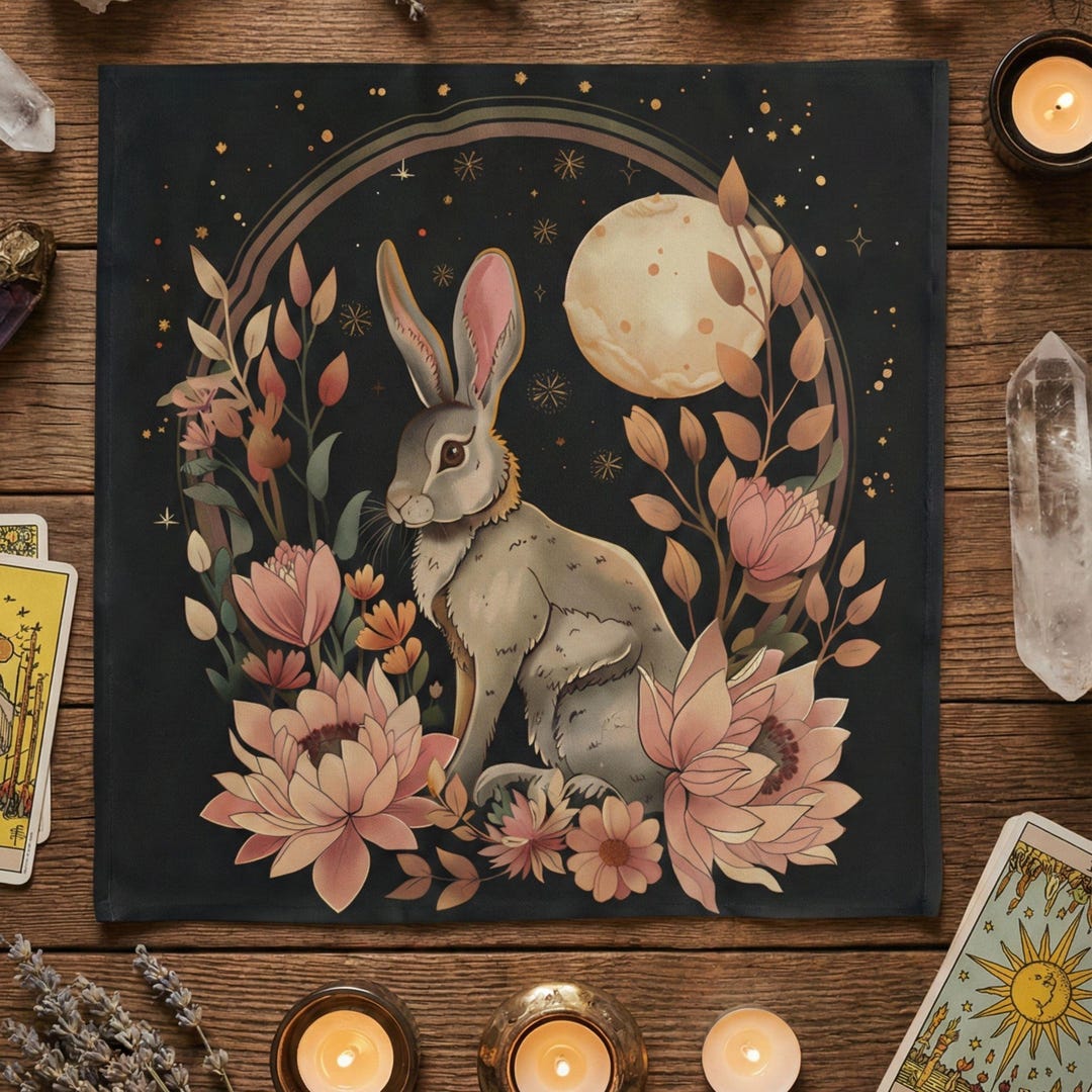 Spring Equinox Altar Cloth, Rabbit-themed Ostara Sabbat Decor, Wheel of ...
