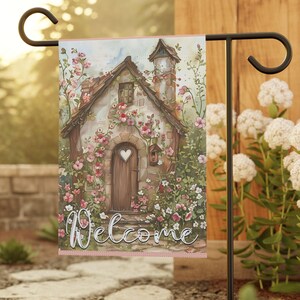 English Cottage Welcome Flag, Whimsical Cottagecore Yard Decoration ...