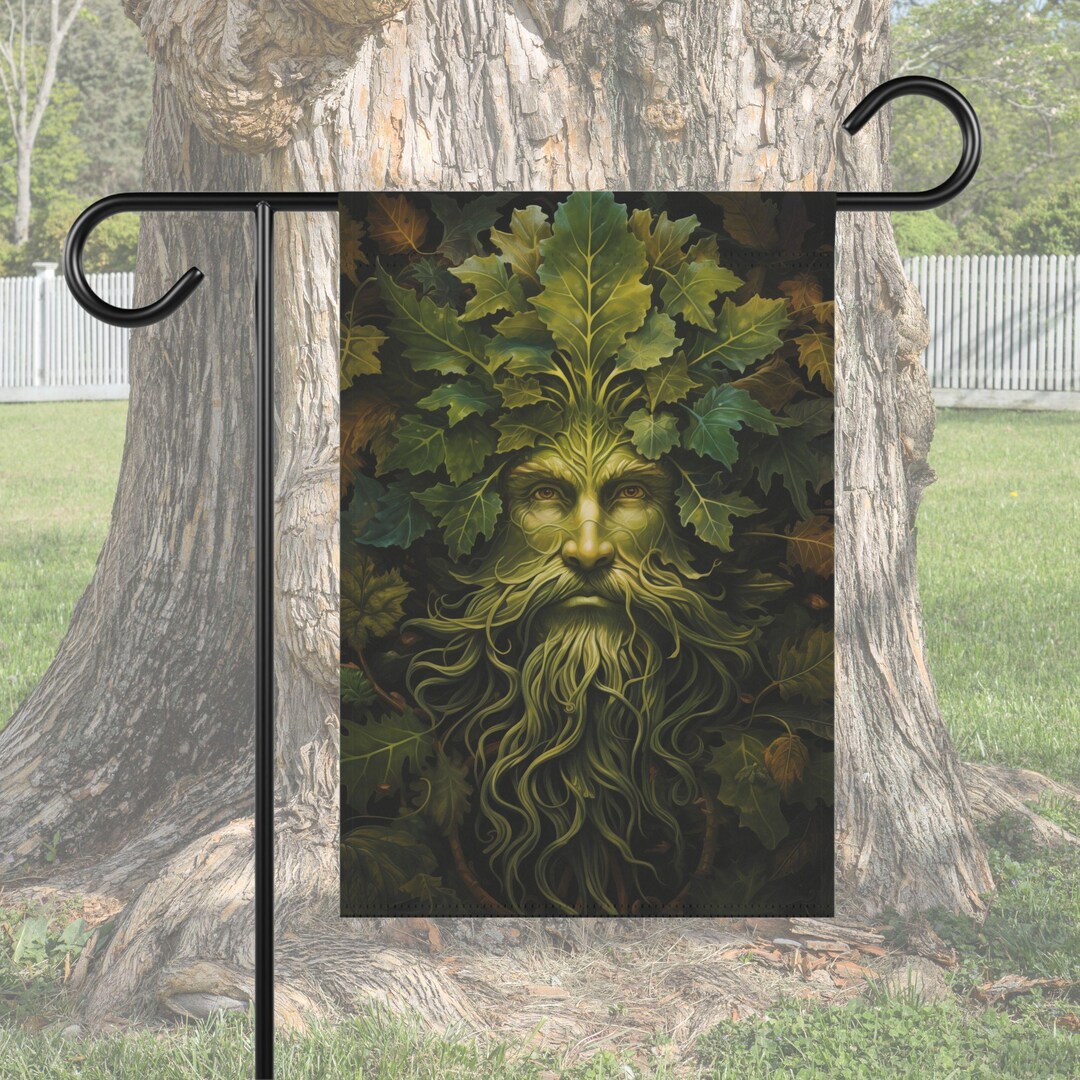 Beltane Green Man Garden Flag, Pagan Garden Decor, Wheel of the Year ...