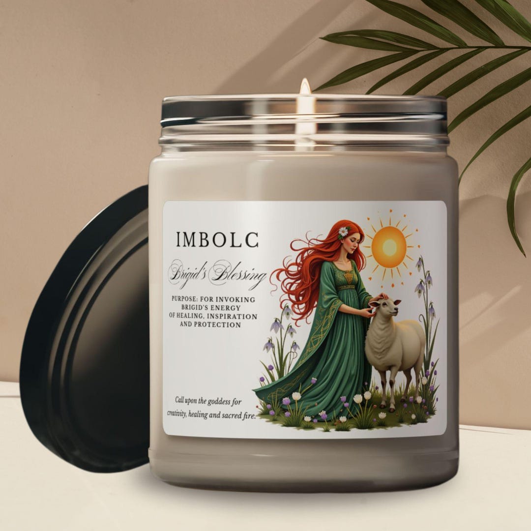 Imbolc Intention Candle, Brigid Goddess House Blessing, Wheel of the ...