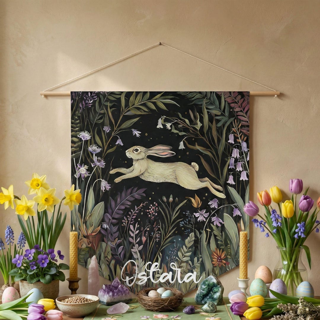Ostara Hare Pennant Banner, Cottagecore Spring Equinox Wall Hanging ...