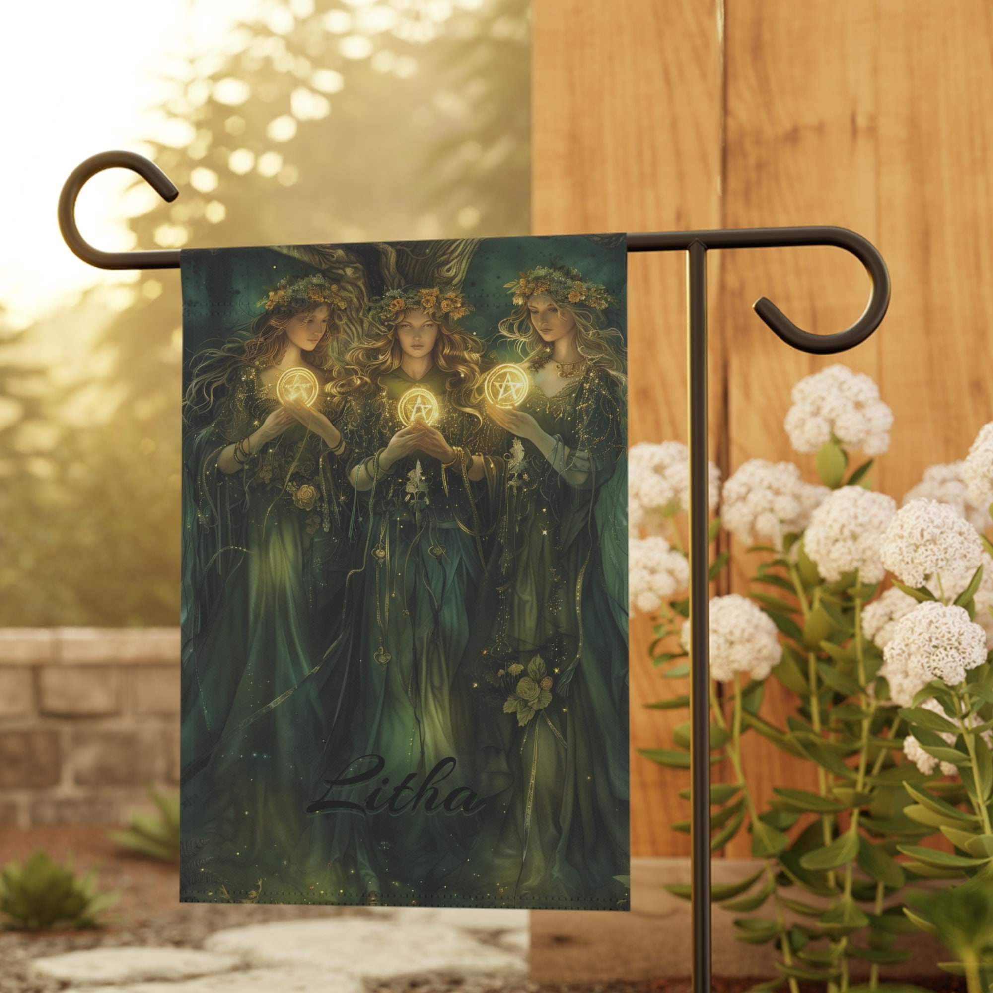 Forest Witches With Pentacles Garden Flag Litha Summer Solstice Wheel ...