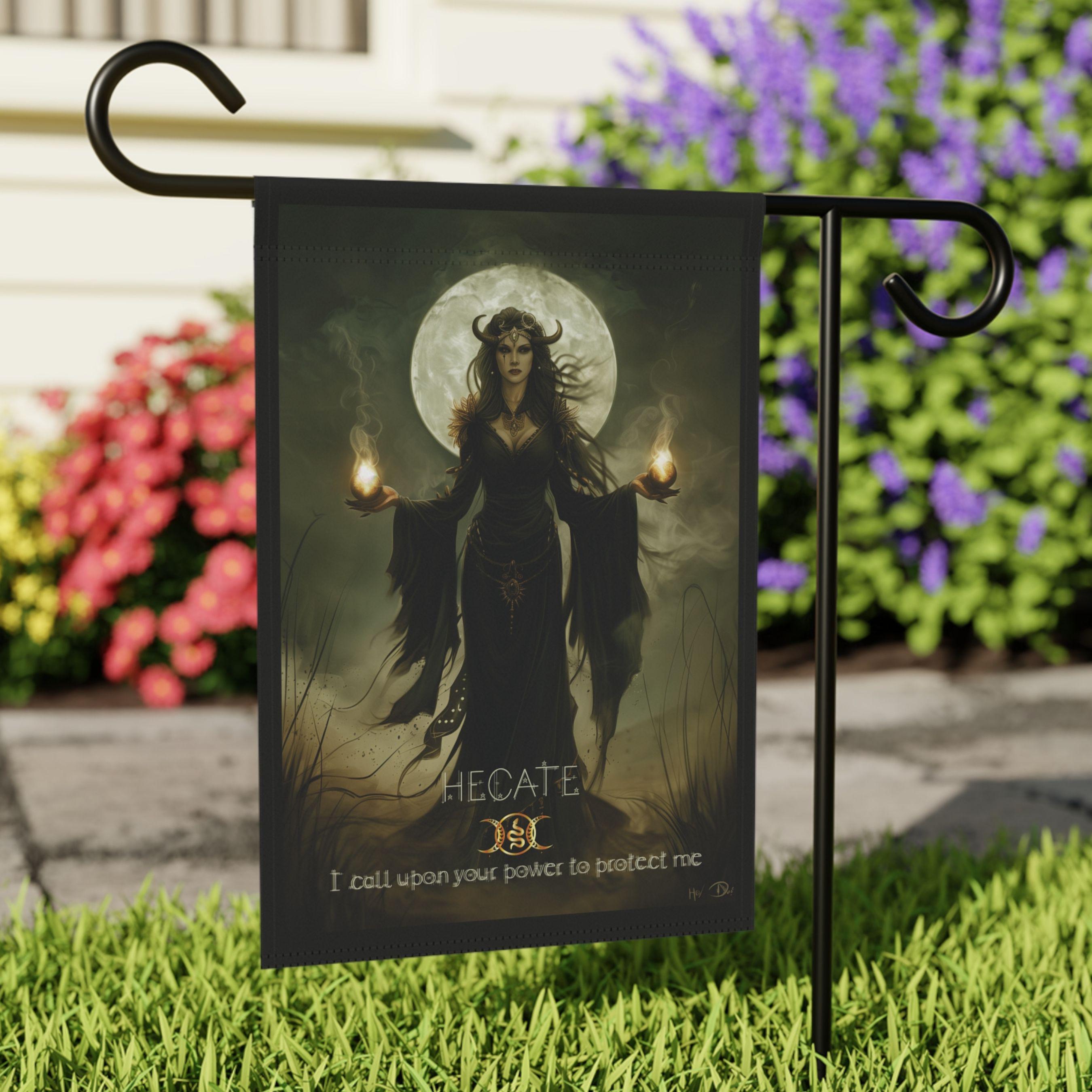 Hecate Protection Garden Flag, Triple Moon Goddess Witch Decor, Occult ...