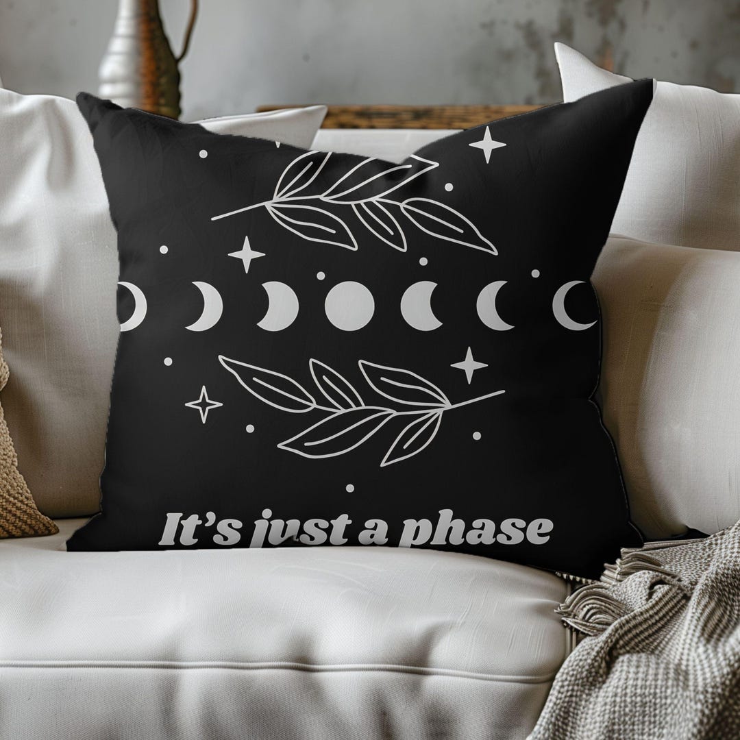 Lunar Phases Faux Suede Pillow, Witchy Vibe Dark Cottagecore Decor ...