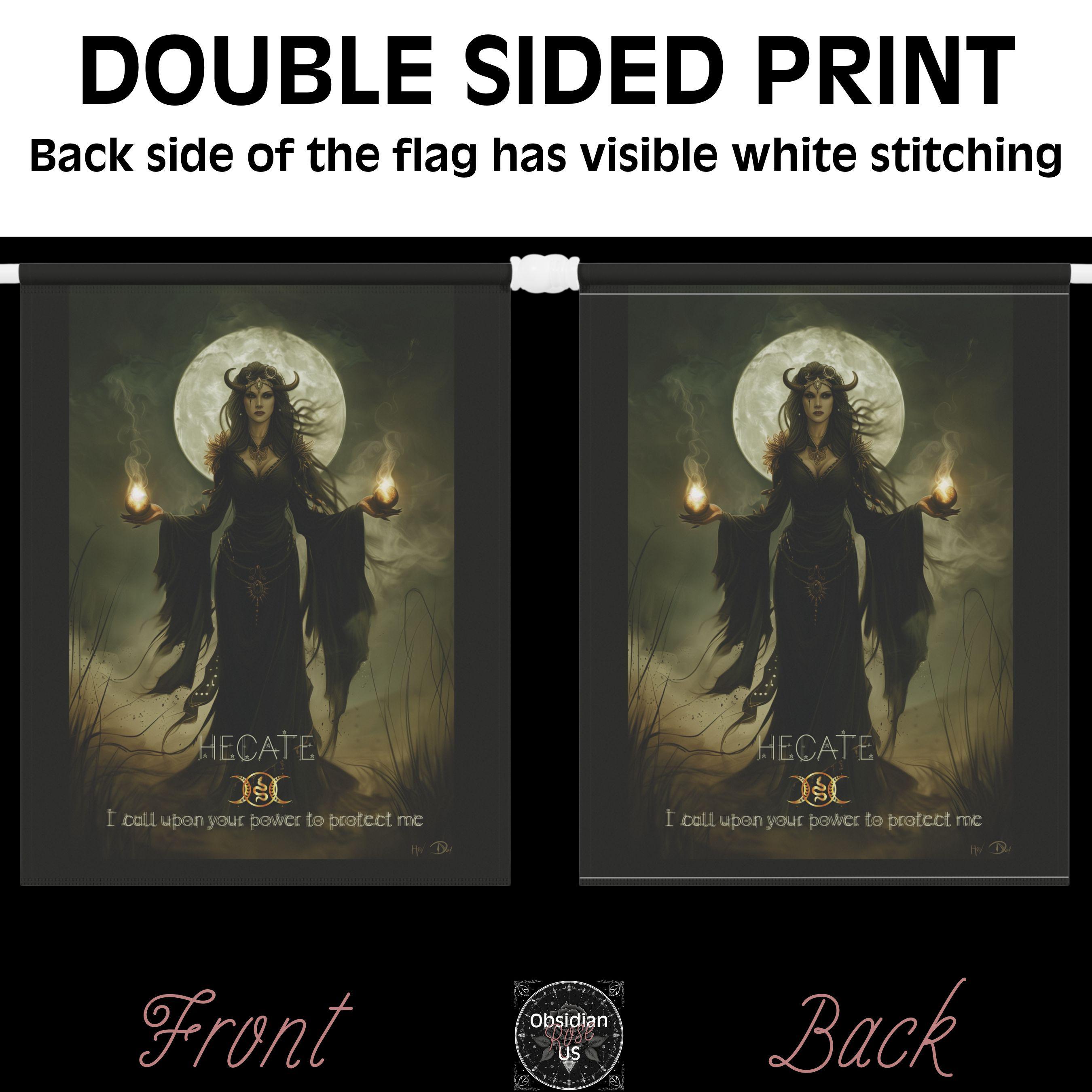 Hecate Protection Garden Flag, Triple Moon Goddess Witch Decor, Occult ...