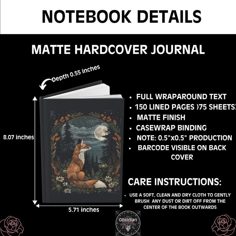 Personalized Red Fox Journal, Custom Nature Notebook, Moon Lovers Diary ...