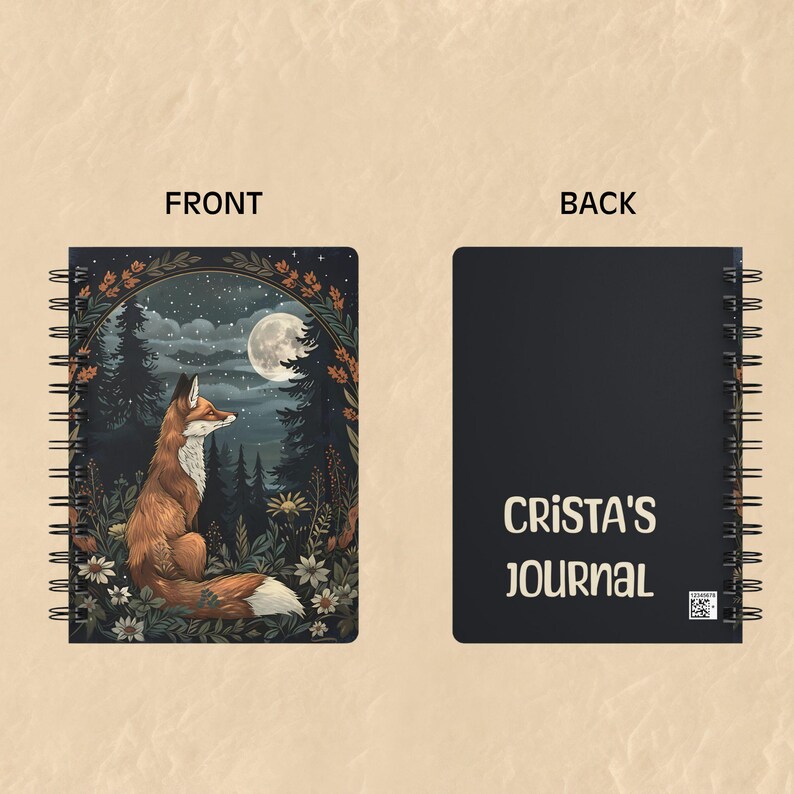Personalized Red Fox Journal, Custom Nature Notebook, Moon Lovers Diary ...