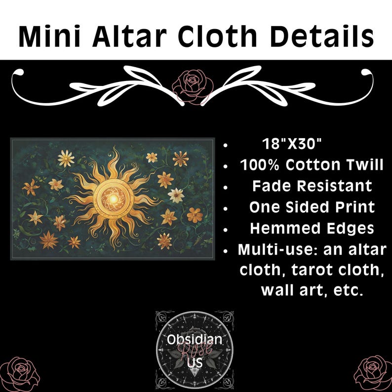 Litha Altar Table Decor, Tarot Spread Cloth, Witchcraft Supplies for ...