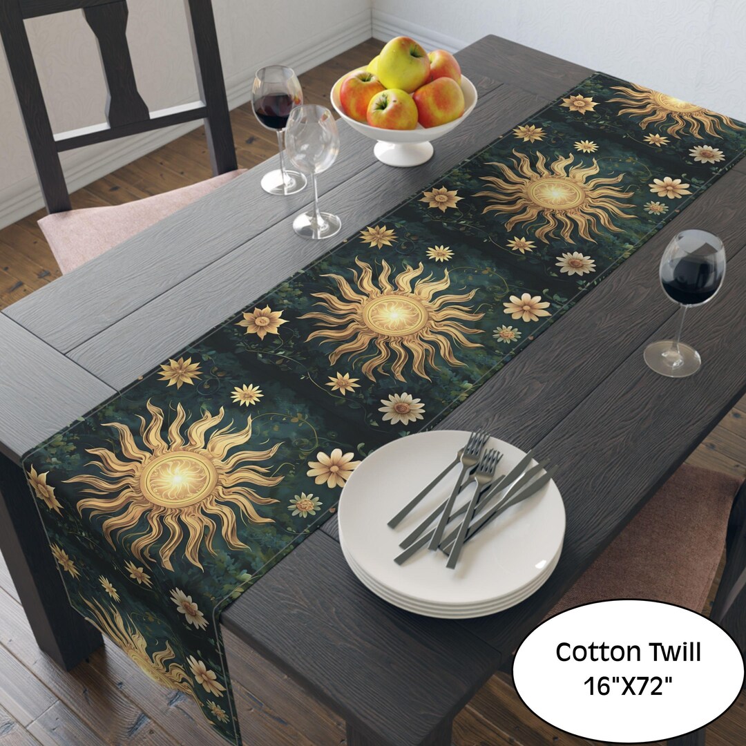 Litha Sun Table Runner, Midsummer Solstice Decor, Boho Sunflower Altar ...