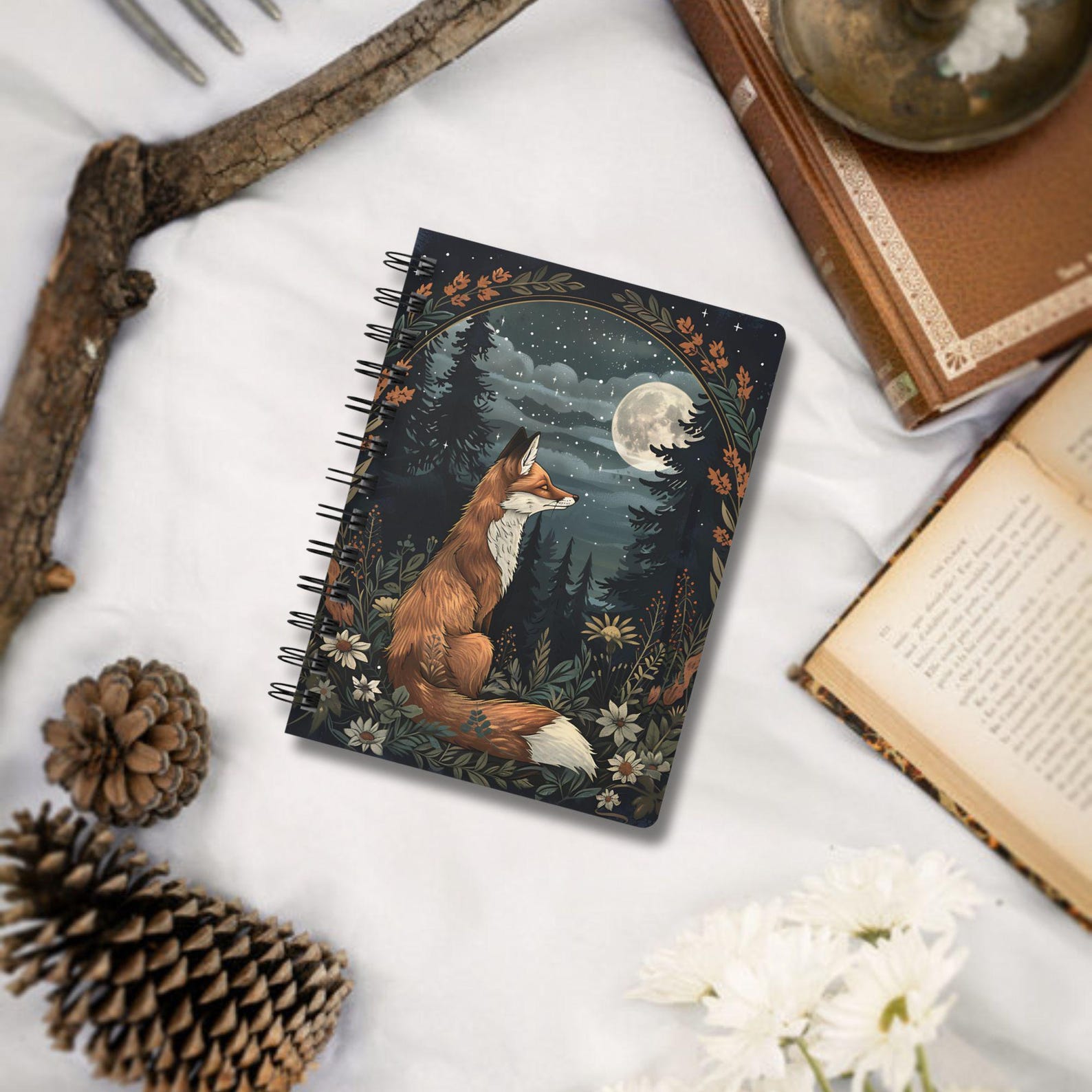 Personalized Red Fox Journal, Custom Nature Notebook, Moon Lovers Diary ...