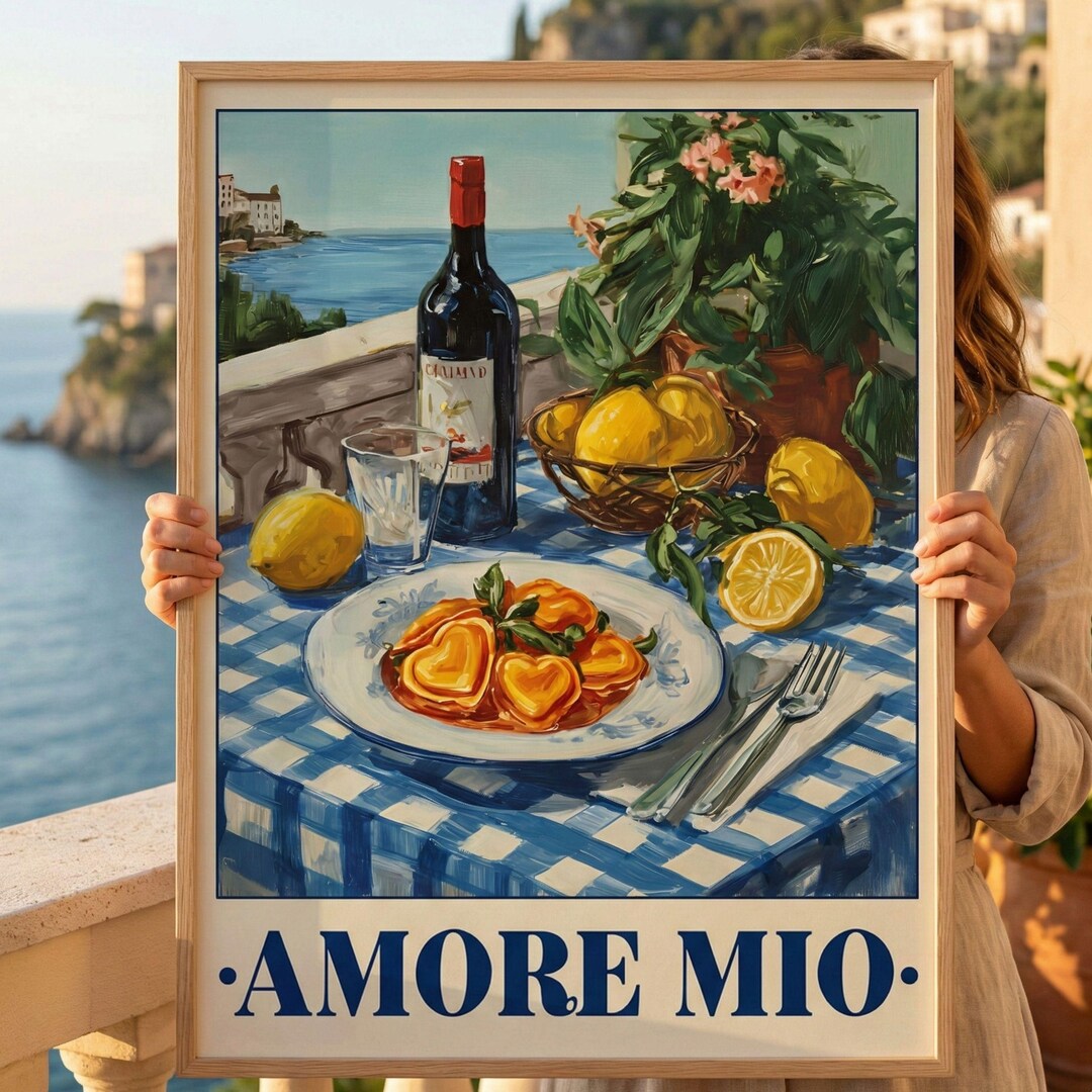 Italian Kitchen Poster, Mediterranean Wall Art, Romantic Italy Print ...